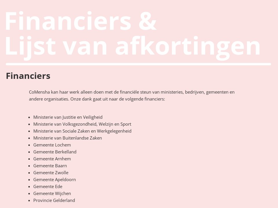 Financiers & Lijst van afkortingen (copy) - Het beeld van 2021